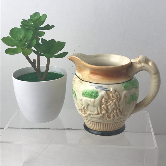 Dining | Vintage Small Porcelain Pitcher Embossed Hunting Scene Motif ...